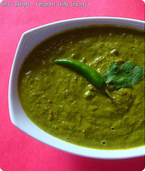 Rina's Recipes: Coriander Chilly Chutney
